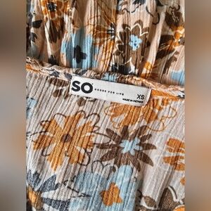 SO | Tops | Floral Boho Womens Top Orange And Brown | Poshmark
